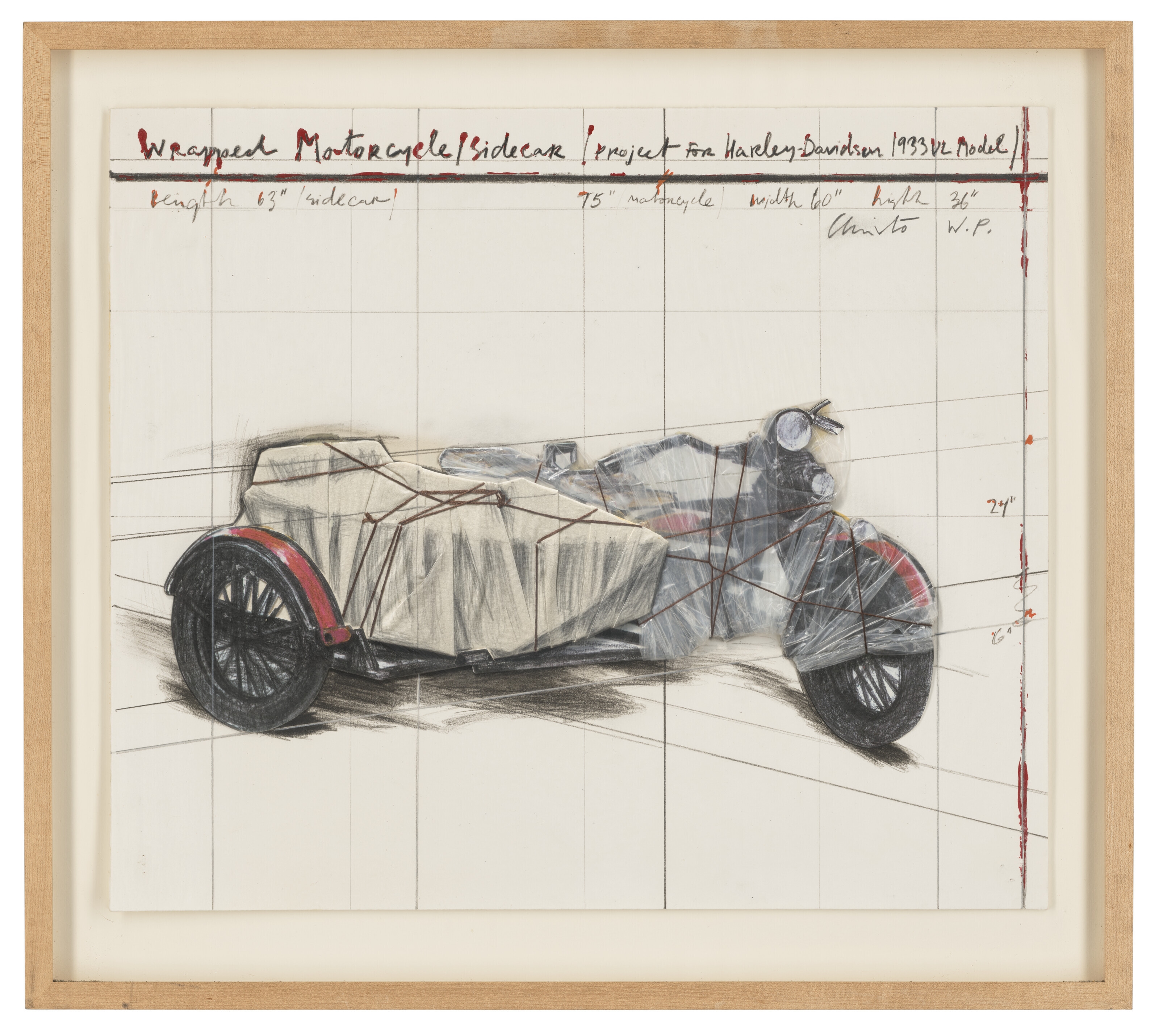 Christo | Wrapped Motorcycle/Side Car, Project for Harley Davidson 1933 ...