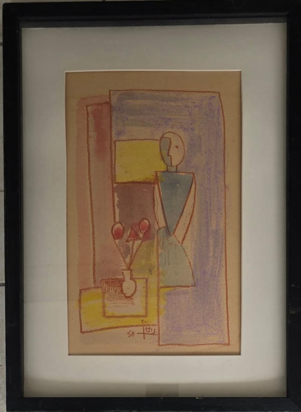 Avraham Naton | Figure in interior, 1958 (1958) | MutualArt