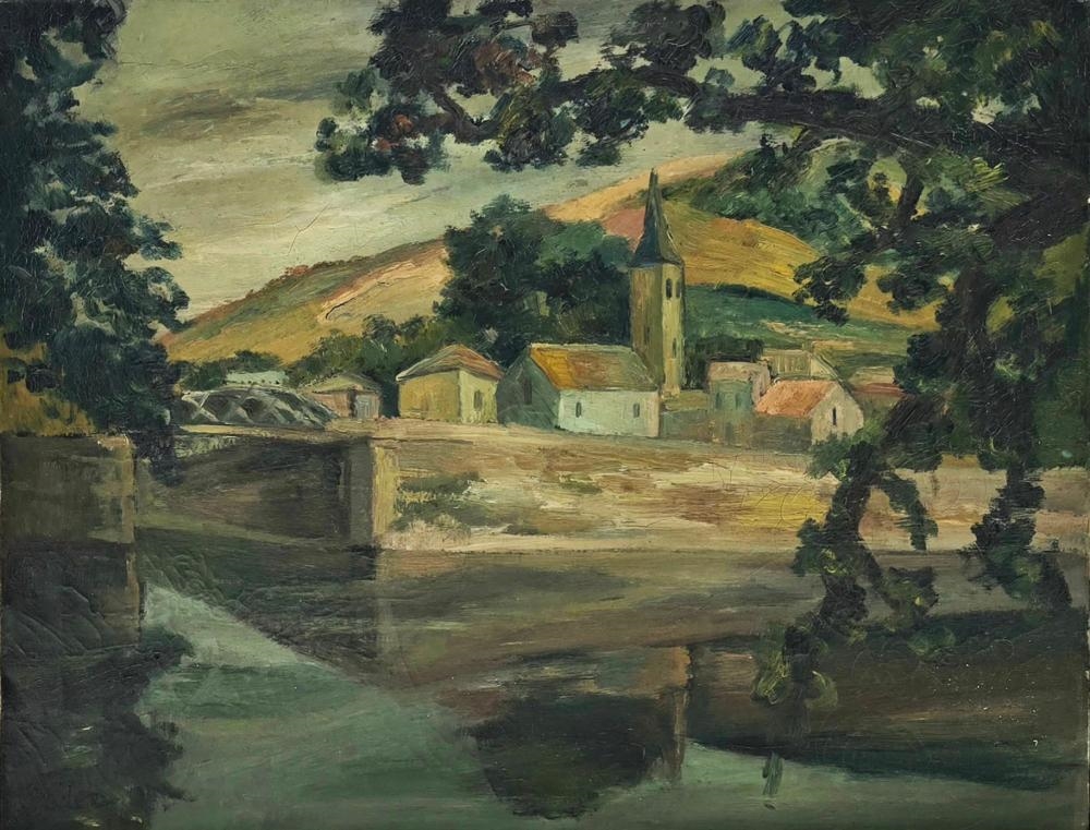 Adolphe Feder | Country village by riverside, 1936 (1936) | MutualArt