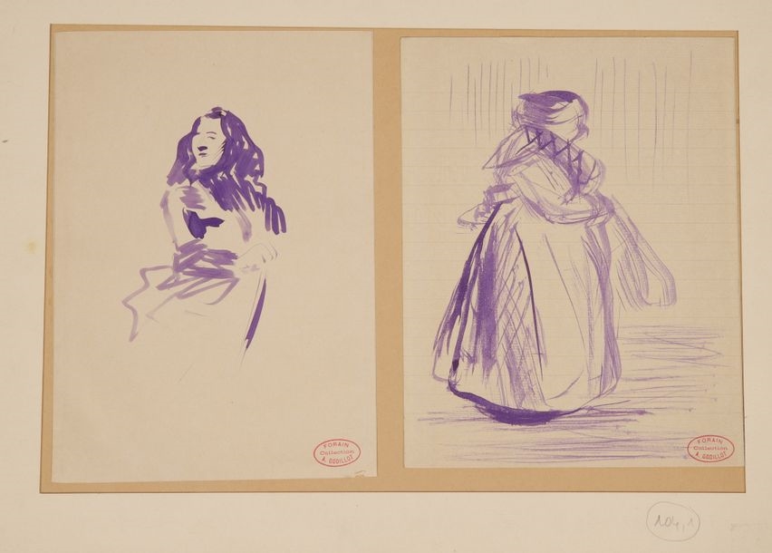Jean-Louis Forain | Two signed wash drawings bearing the stamp of the A ...
