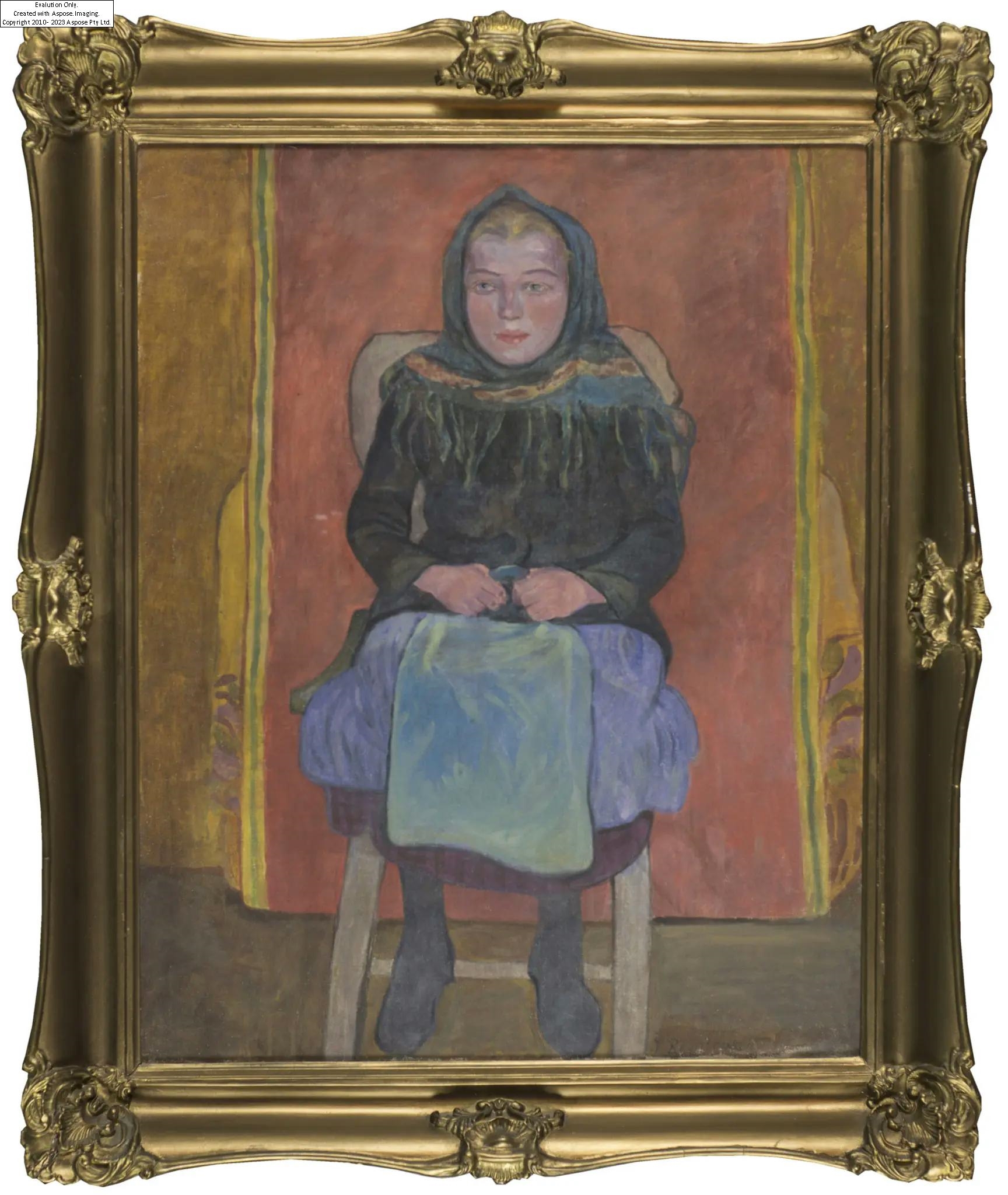 Jan Rembowski | Portret dziewczynki z chustką na głowie (1919) | MutualArt