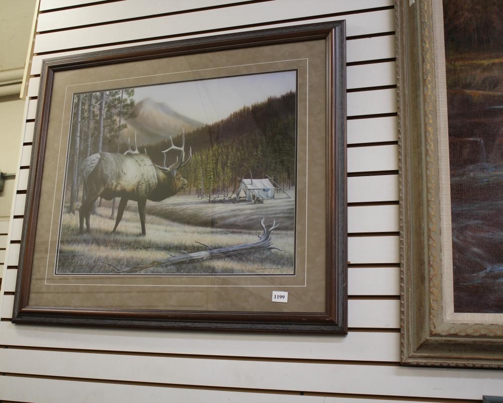 Dave Samuelson | ELK AND HUNTER'S TENT | MutualArt