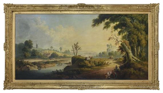 Albert Lugardon | GRANDE DIPINTO PAESAGGIO FLUVIALE DI PITTORE FRANCESE ...