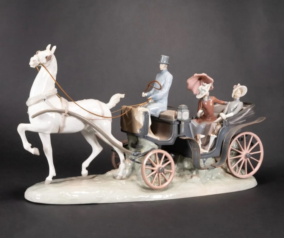 Fulgencio Garcia | Large Lladro Grouping Sculpture Hansom Carriage RARE ...