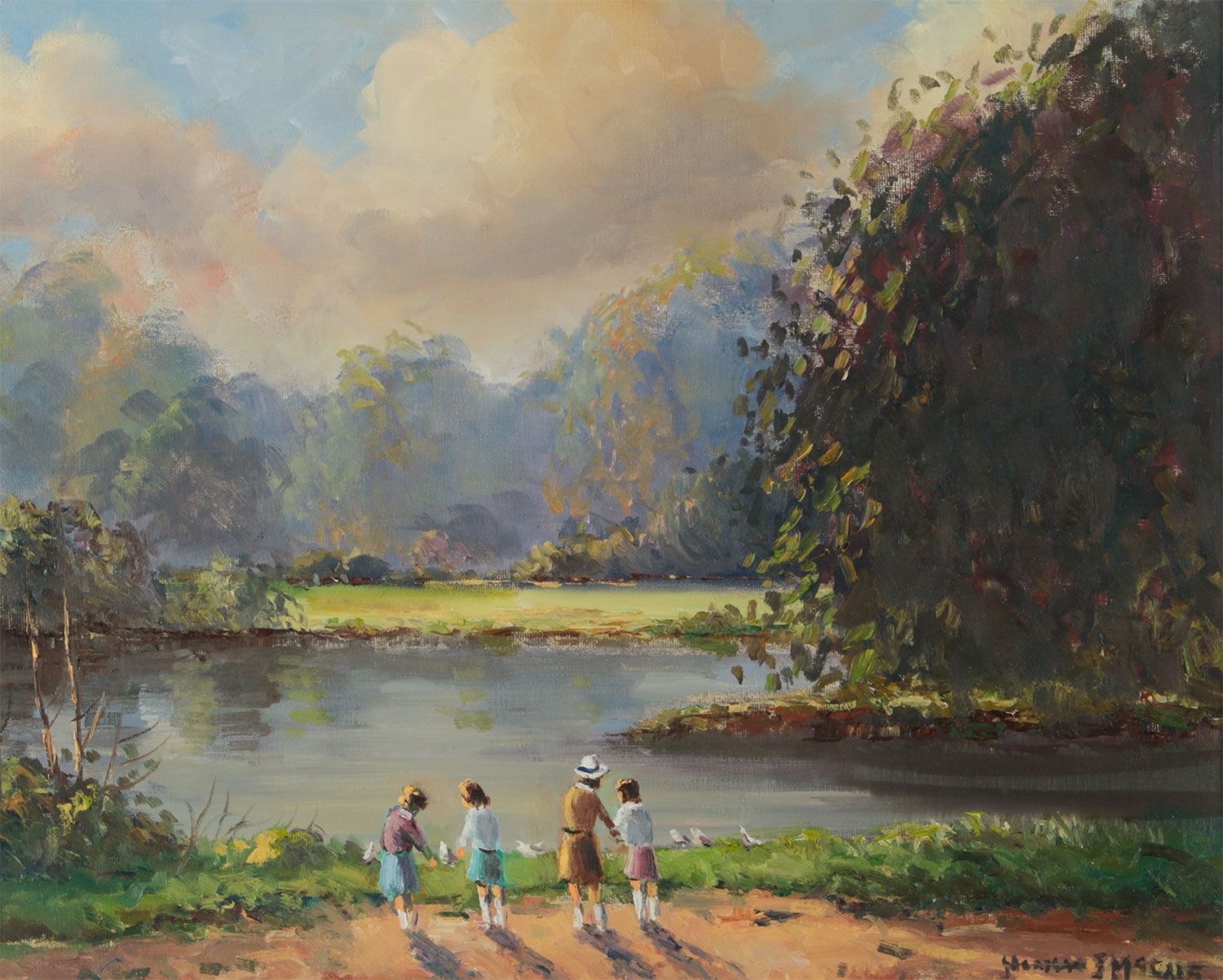 Norman J. McCaig | FEEDING DUCKS ON THE RIVER LAGAN | MutualArt