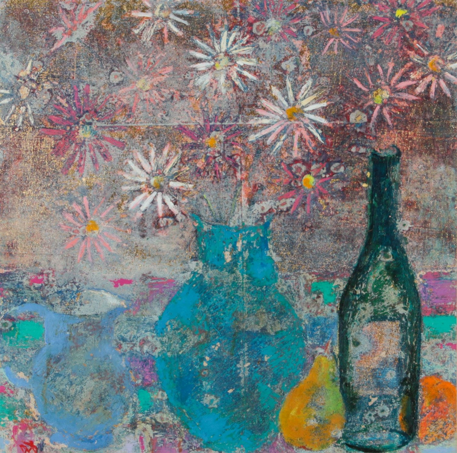 David Gordon Hughes | STILL LIFE BOTTLE & DAISIES | MutualArt
