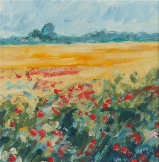 Robert Bottom | POPPIES BY A CORNFIELD | MutualArt