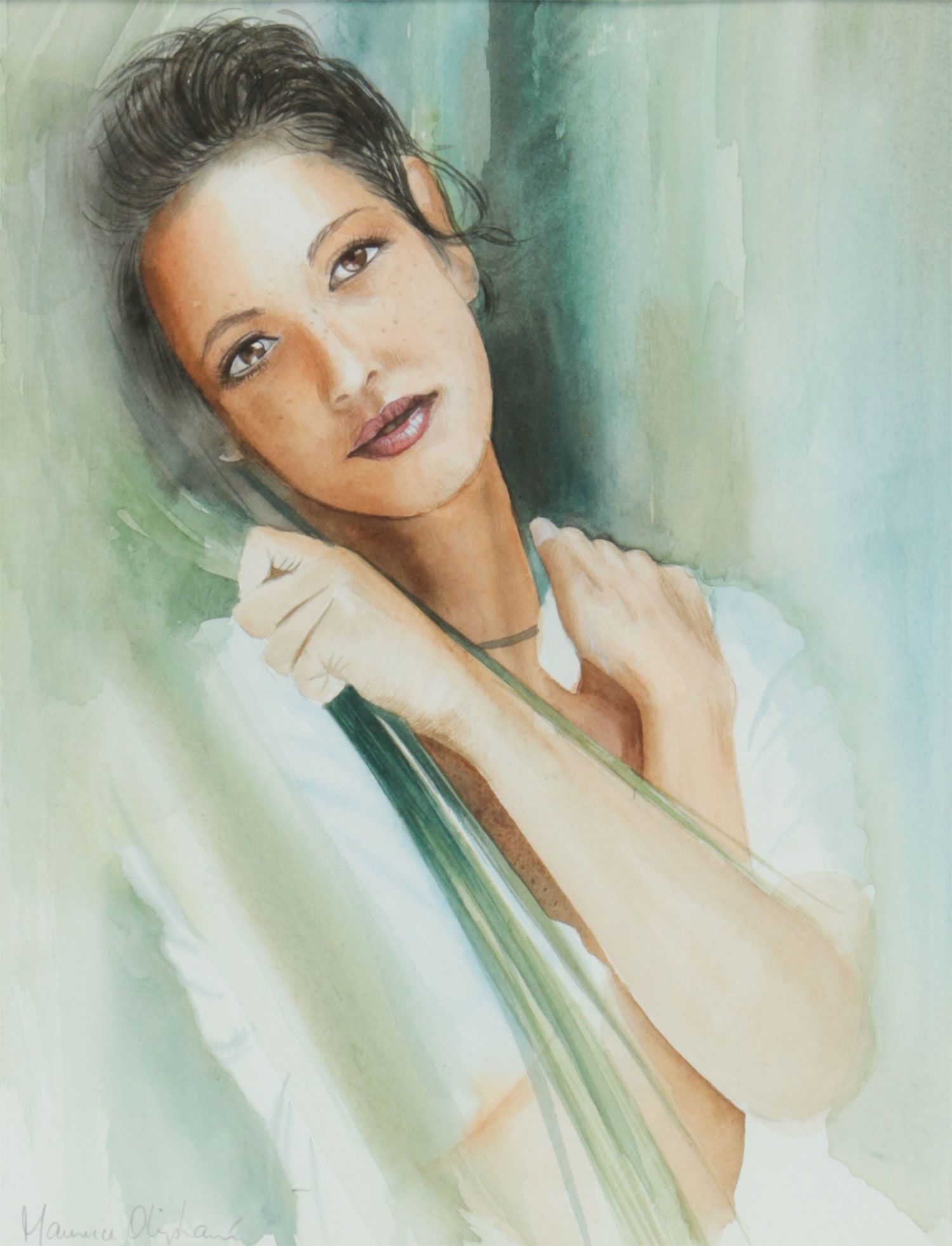 Maurice Oliphant | GIRL BY THE GREEN CURTAIN | MutualArt