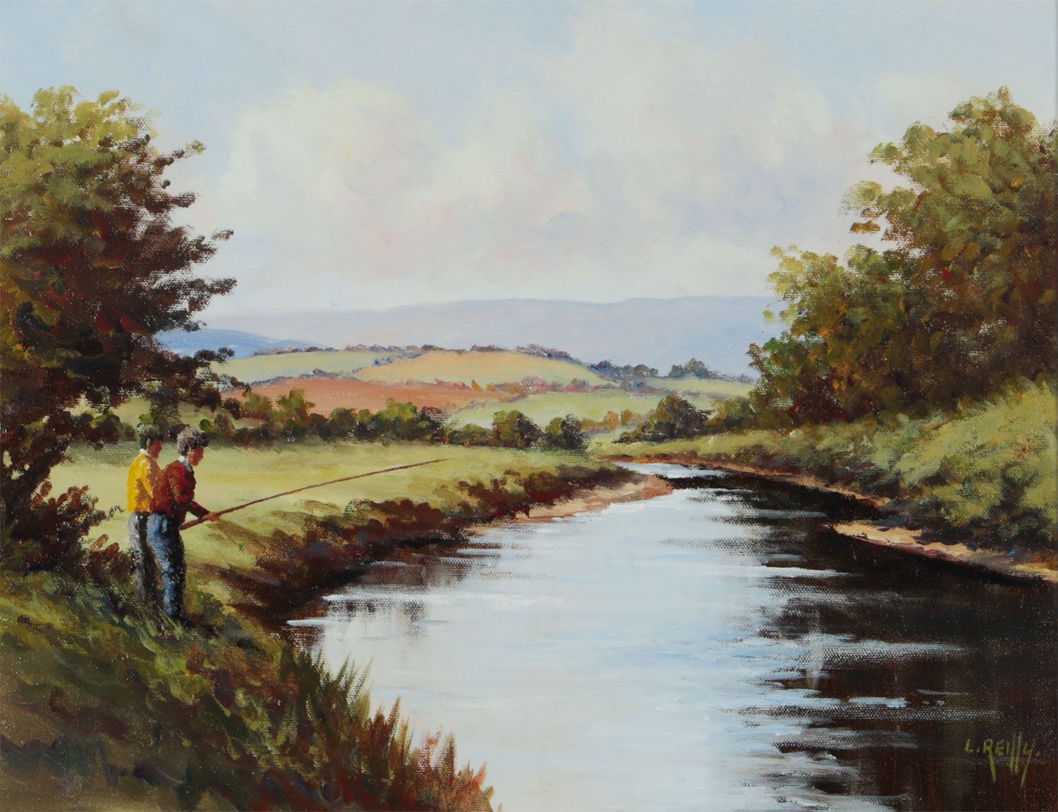 Liam Reilly | FISHING ON THE RIVER DUN | MutualArt