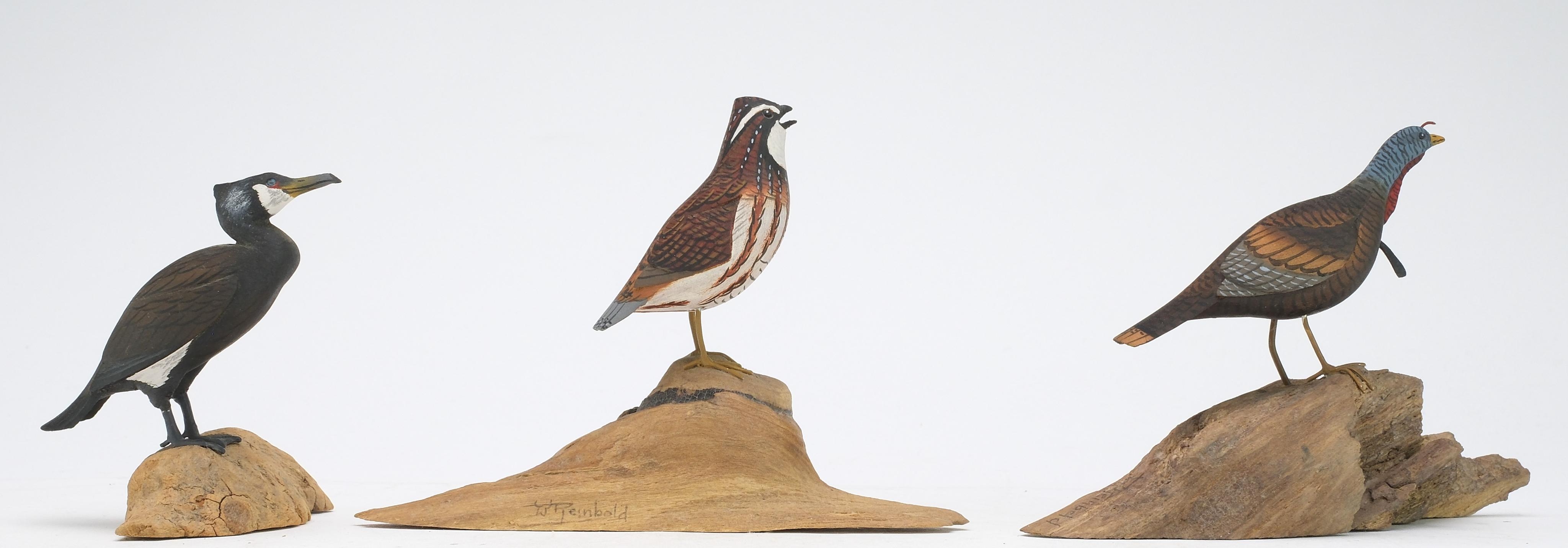 William Reinbold | Three miniatures - Quail; Turkey; Cormorant | MutualArt