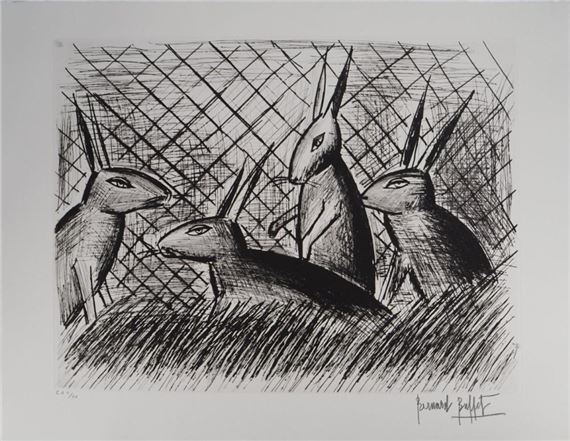 Bernard Buffet | Rabbits (1996) | MutualArt