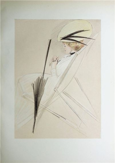 Paul César Helleu | Paul César HELLEU - L'ombrelle (1913) | MutualArt