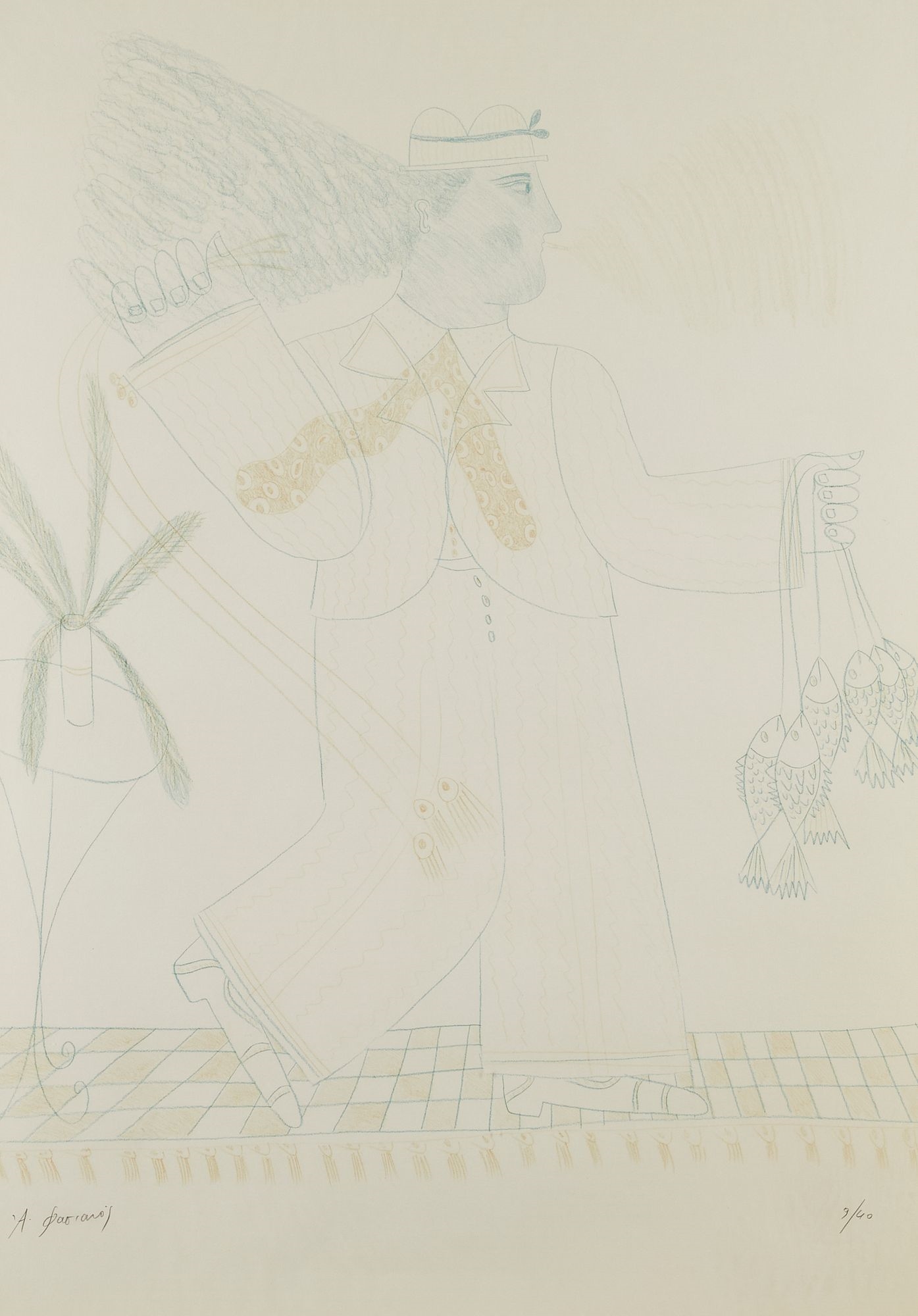 Alecos Fassianos | Alekos Fassianos Fish Lithograph | MutualArt