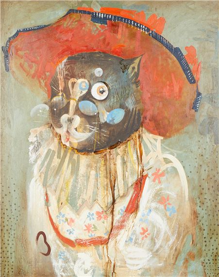 T.L. Solien | T.L. Solien Cat in a Red Hat Painting 1995 (1995) | MutualArt