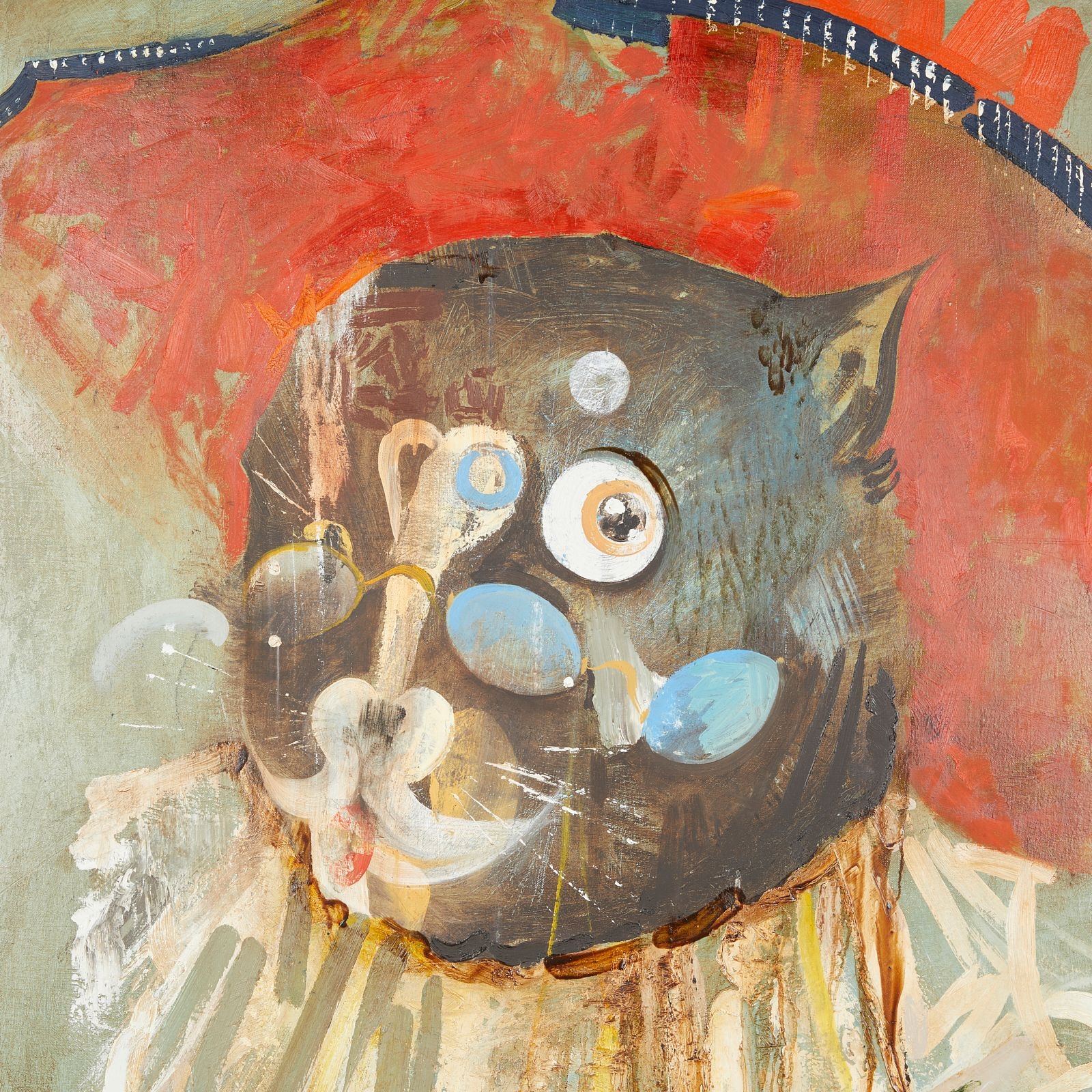 T.L. Solien | T.L. Solien Cat in a Red Hat Painting 1995 (1995) | MutualArt