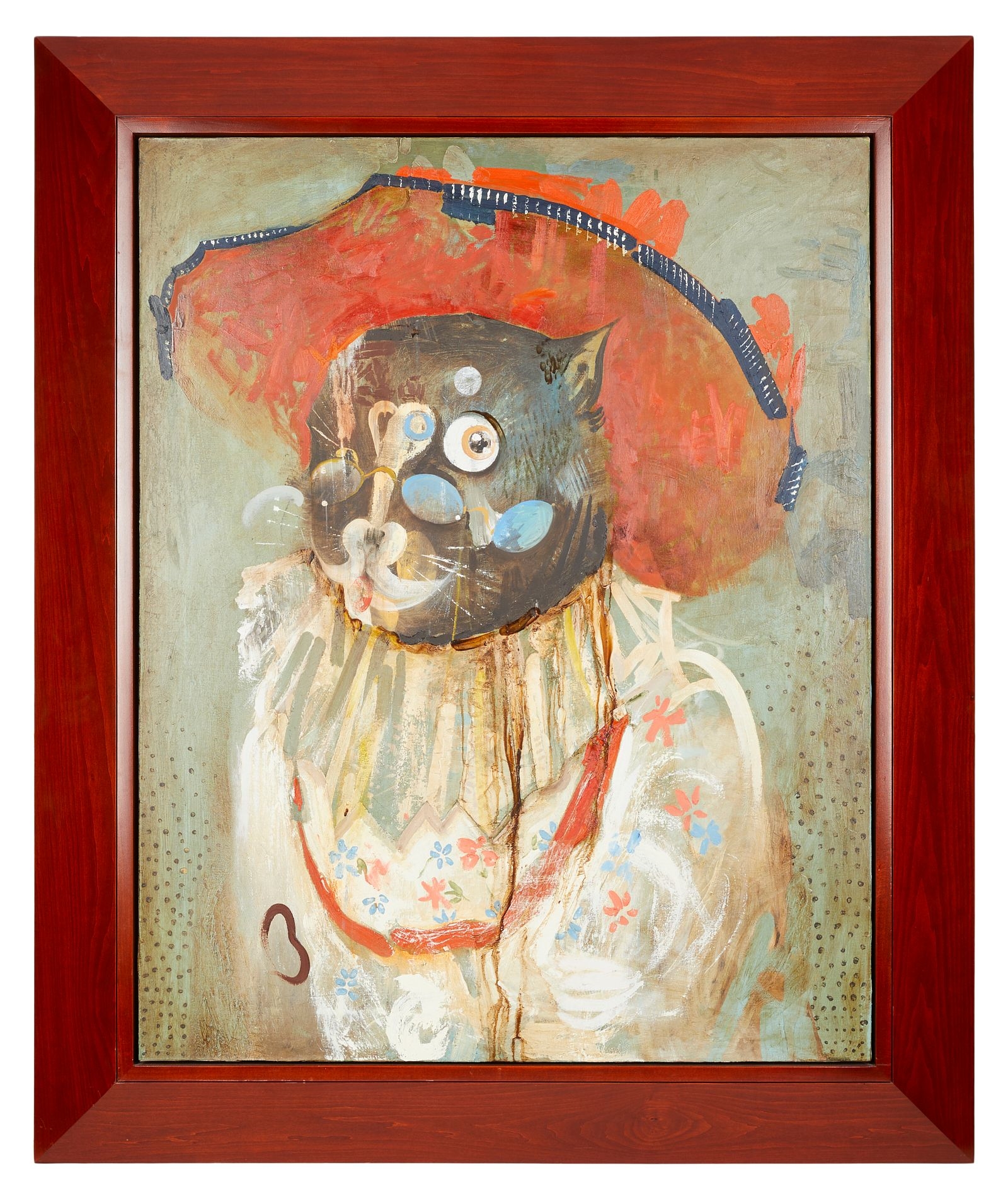 T.L. Solien | T.L. Solien Cat in a Red Hat Painting 1995 (1995) | MutualArt