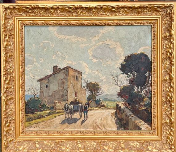 Gustave Vidal | Gustave VIDAL (1895-1966) Peasant and his cart on the ...