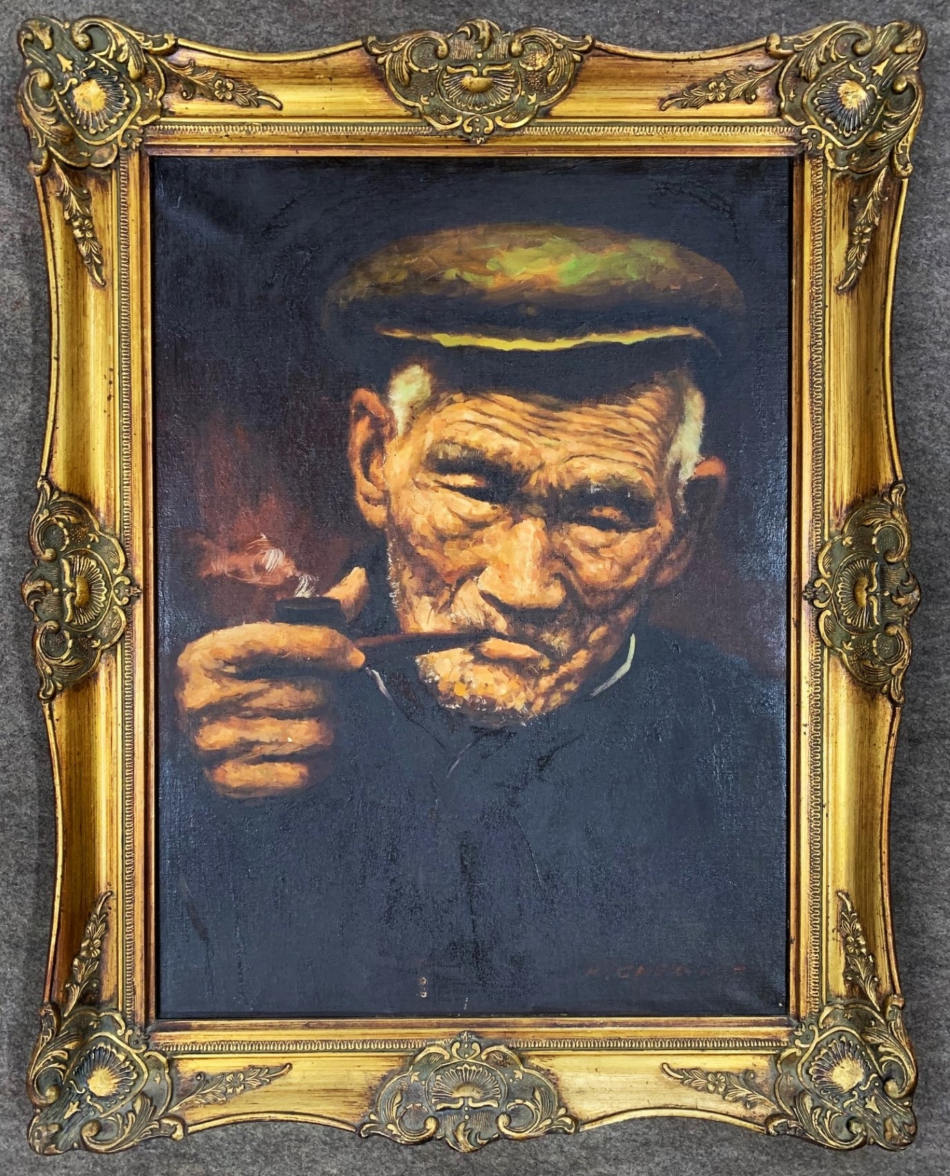 H. Cheang | Portrait of an elderly Chinese gentleman smoking a pipe ...