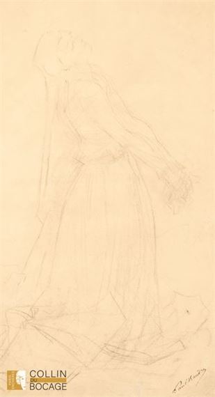 Paul Baudry | Grieving woman on her knees | MutualArt