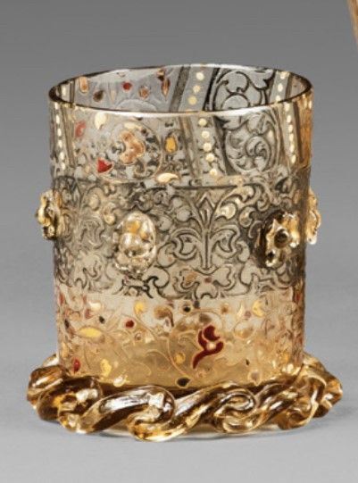 Emile Gallé | Glass with a slightly conical tubular body on a grooved ...