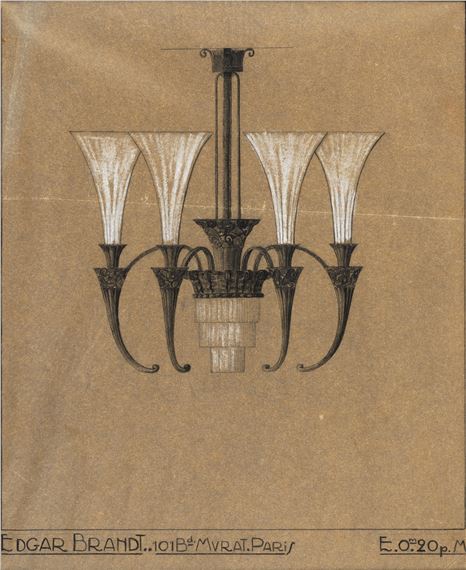 Edgar Brandt | Design Drawing for a Chandelier (Circa 1925) | MutualArt