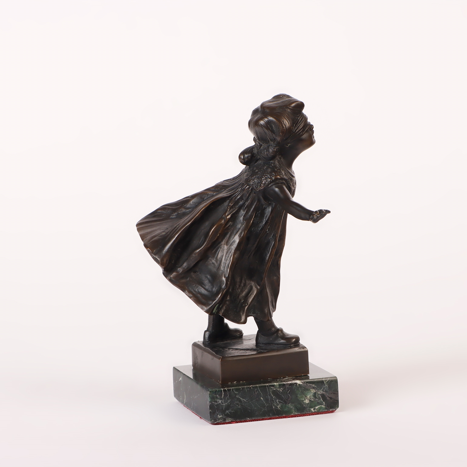 G. Ferrari | Bronze sculpture of a blindfolded little girl on verdigris ...