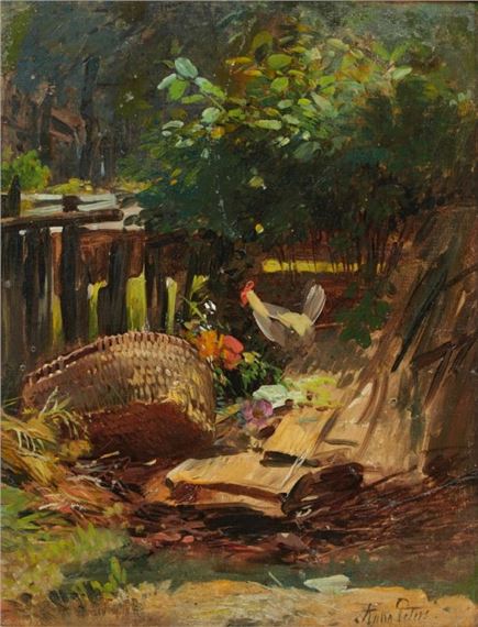Anna Peters | Bäuerlicher Garten mit Huhn | MutualArt