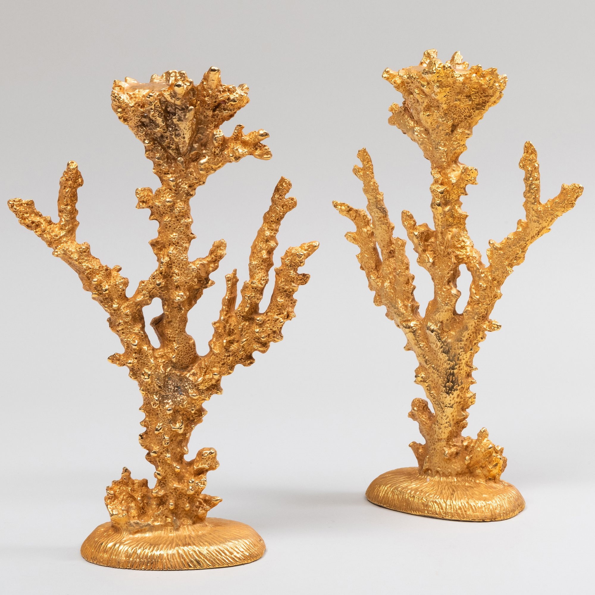Stephane Galerneau | Pair of Galerneau Gilt-Metal Coral Form ...