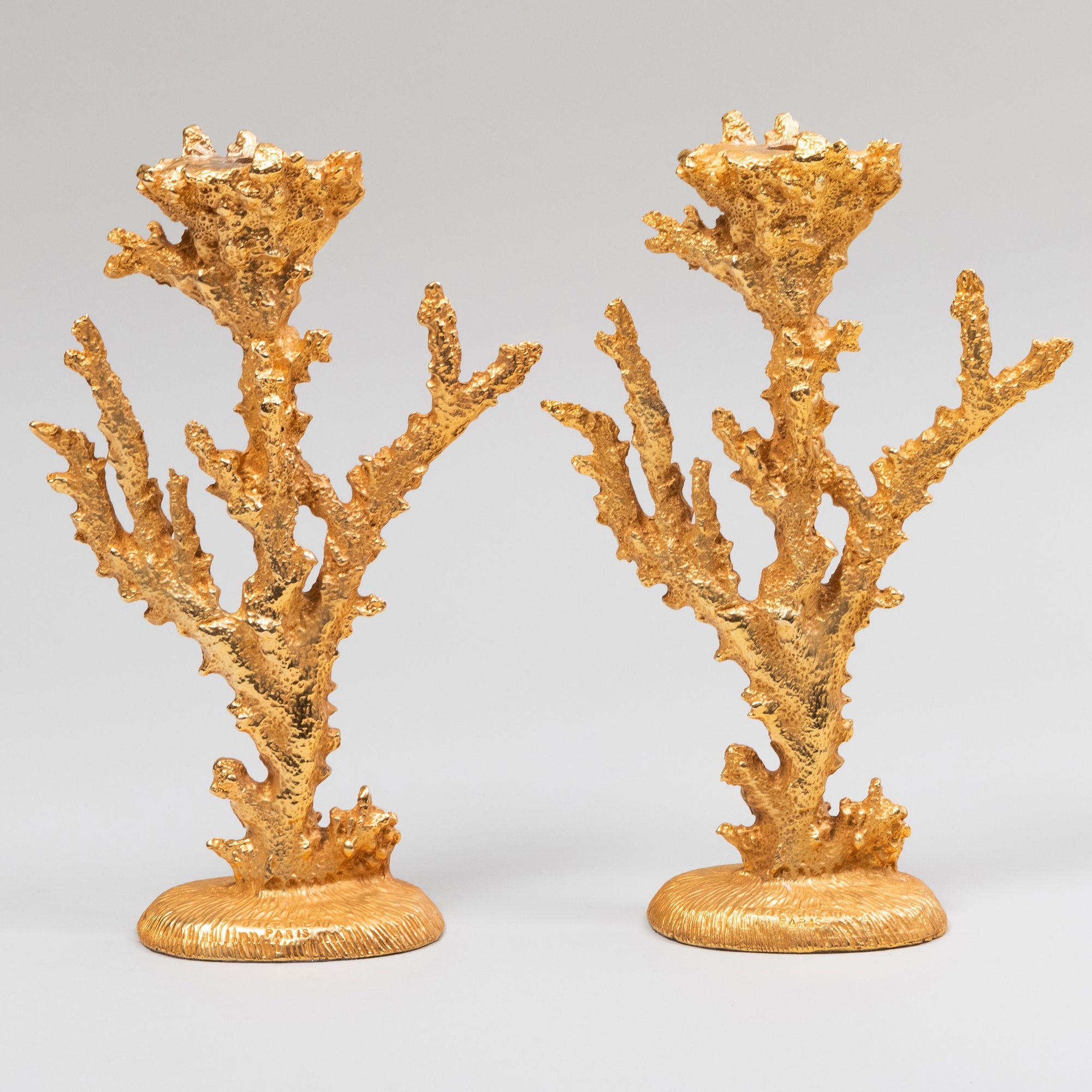 Stephane Galerneau | Pair of Galerneau Gilt-Metal Coral Form ...