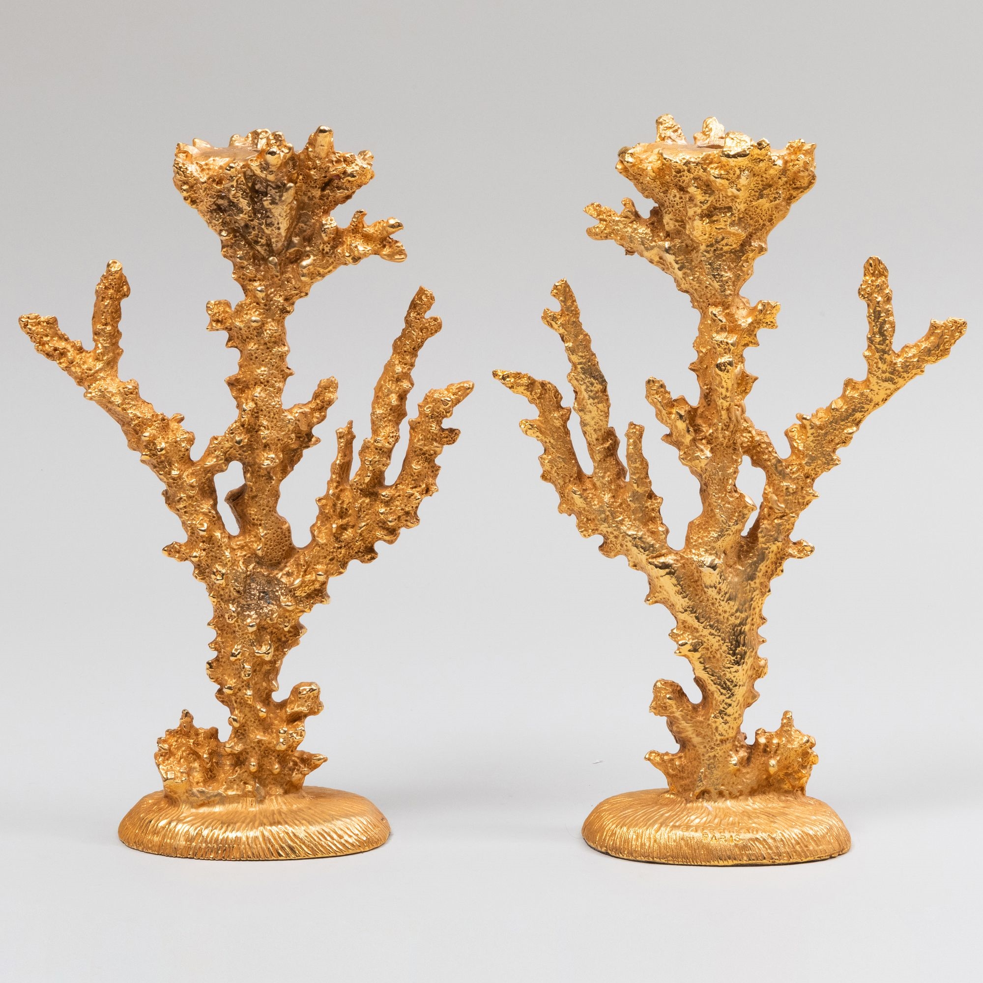 Stephane Galerneau | Pair of Galerneau Gilt-Metal Coral Form ...
