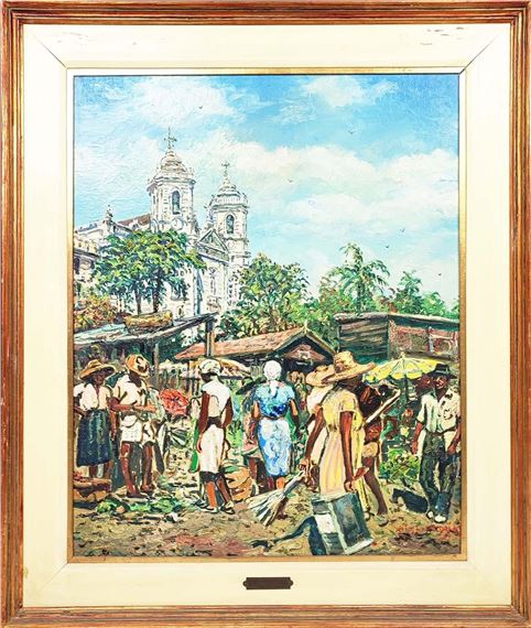 Wim Van Dijk | Bahia Brasil, Market Scene with Figures'.cm H xcm W ...