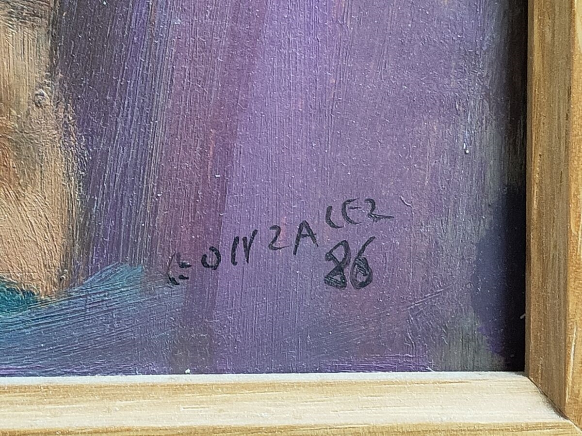 Marcel Gonzalez | A la piscine, 1986. Huile sur toile signée et datée ...