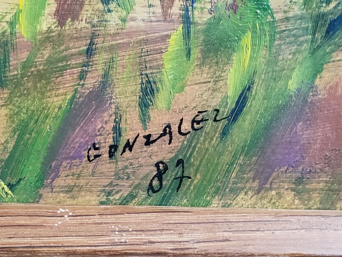 Marcel Gonzalez | Sur la plage, 1987. Huile sur toile signée et datée en bas à droite 65 x 50 cm ...