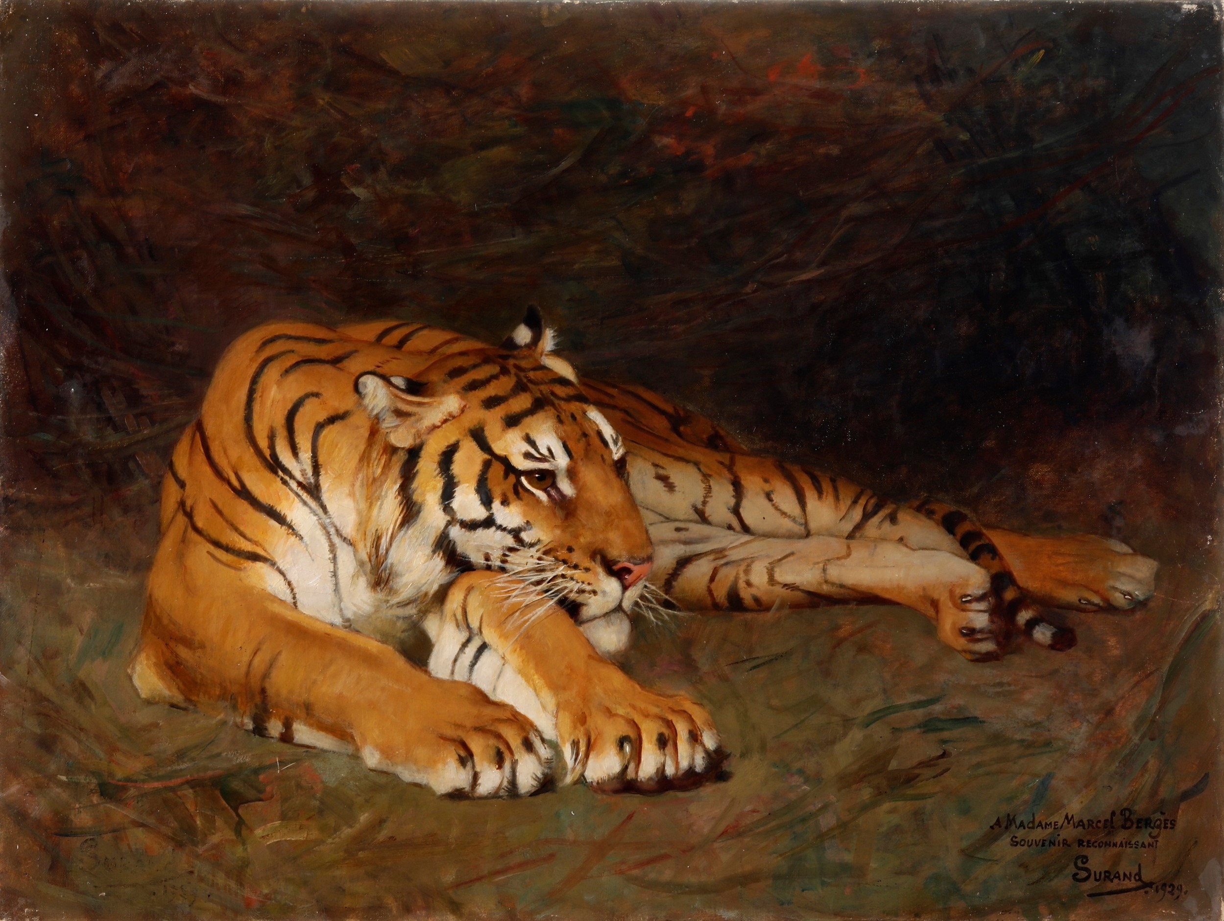 Gustave Surand | Tiger and Snake | MutualArt