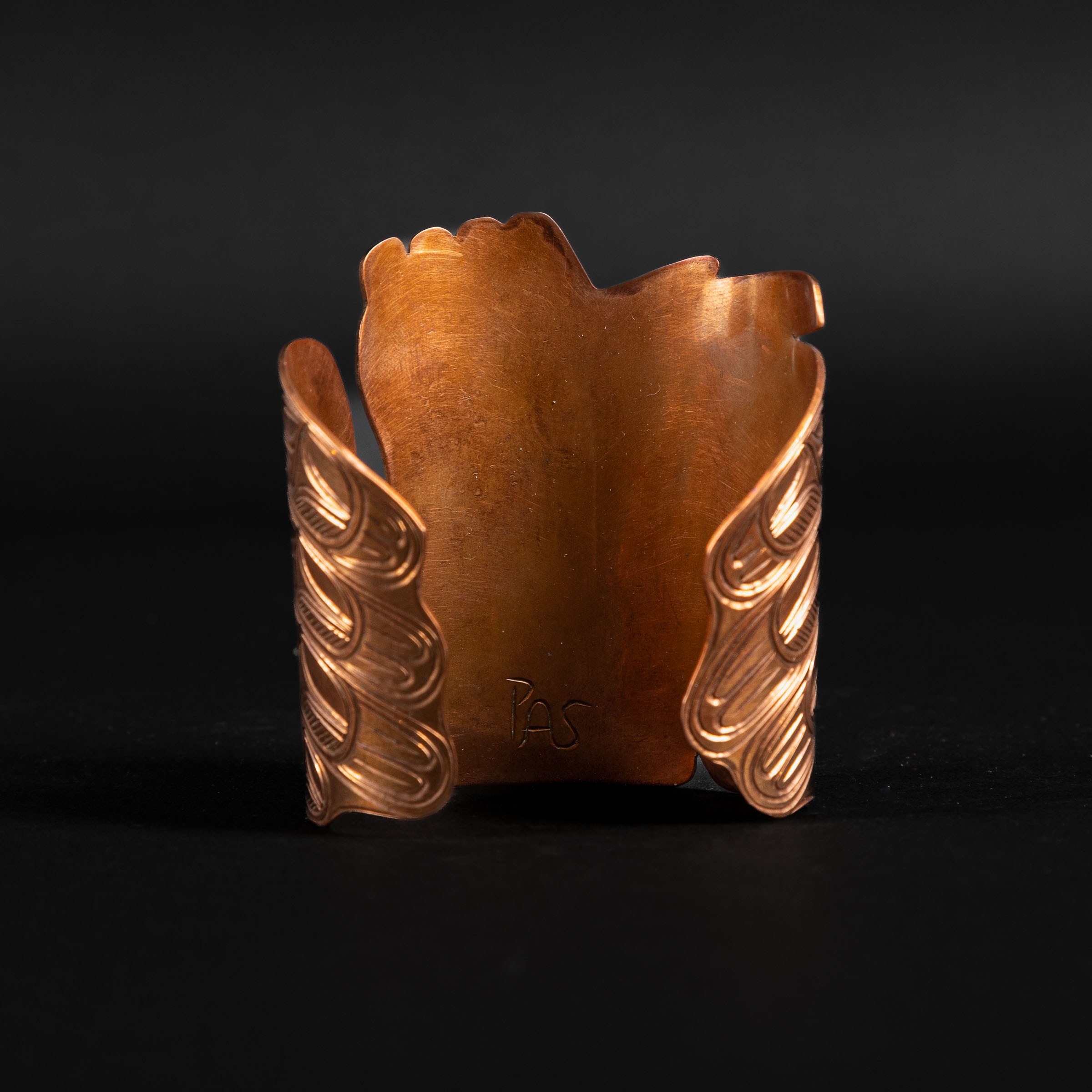 Patrick Seaweed | A COPPER CUFF WITH CORMORANT DESIGN | MutualArt