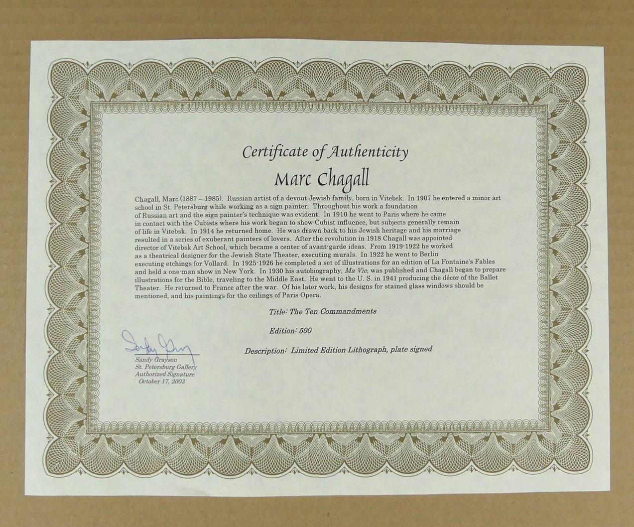 Marc Chagall | The Ten Commandments | MutualArt