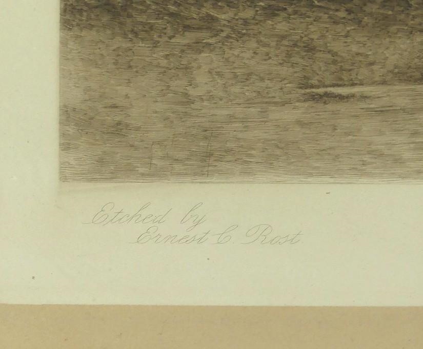 Ernest Christian Rost | Antique etching on paper depicting a river ...