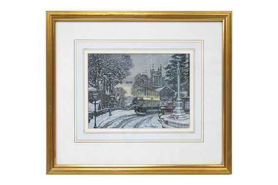 George Cunningham | winter snowy tram scene (1930) | MutualArt