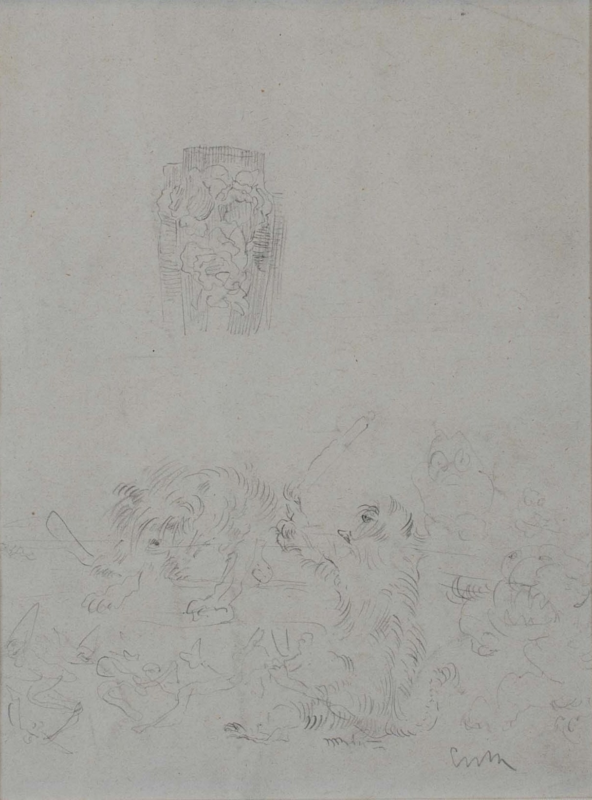 James Ensor | Etude avec un vase et des animaux se battant (1880 - 1884 ...