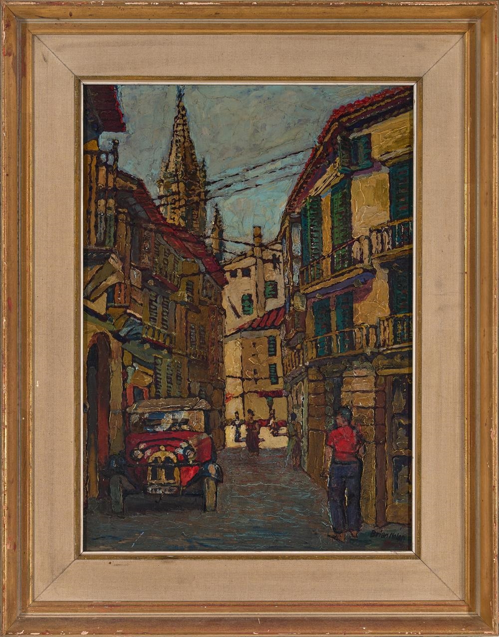 Brian Nolan | European Street Scene and Distant Spire | MutualArt