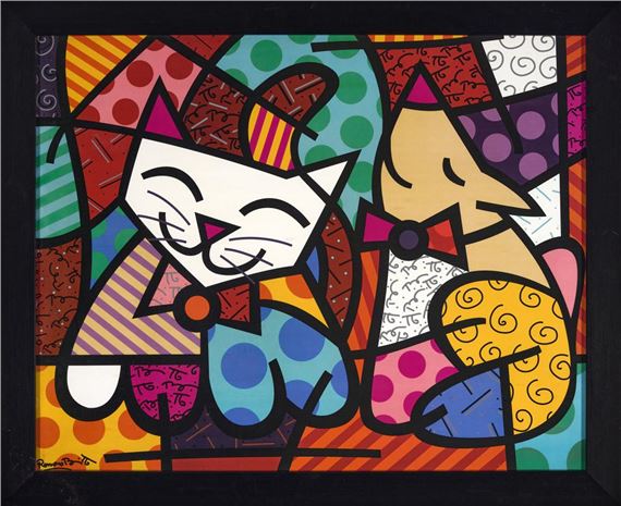 Romero Britto | Happy Cat & Snobby Dog (1963) | MutualArt