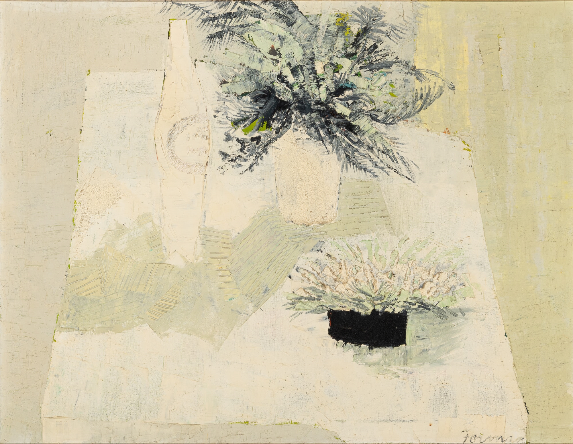 Alice Forman | Still Life in White on Green | MutualArt