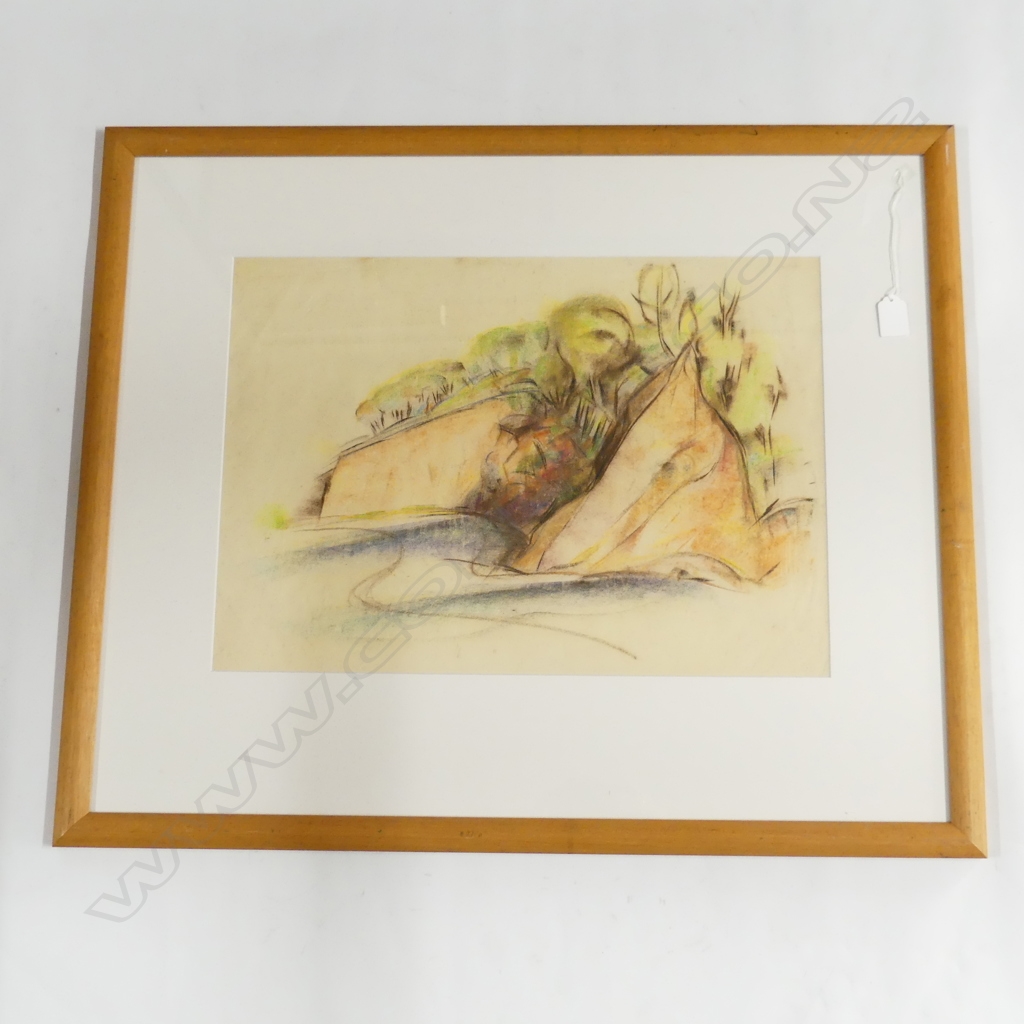 John Weeks | JOHN WEEKS - COASTAL LANDSCAPE CRAYON SKETCH 355 X 500MM ...