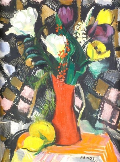 Annot Jacobi | Tulpen in roter Kanne (1966) | MutualArt