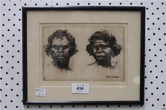 B. E. Minns | two Australian Aboriginal heads | MutualArt