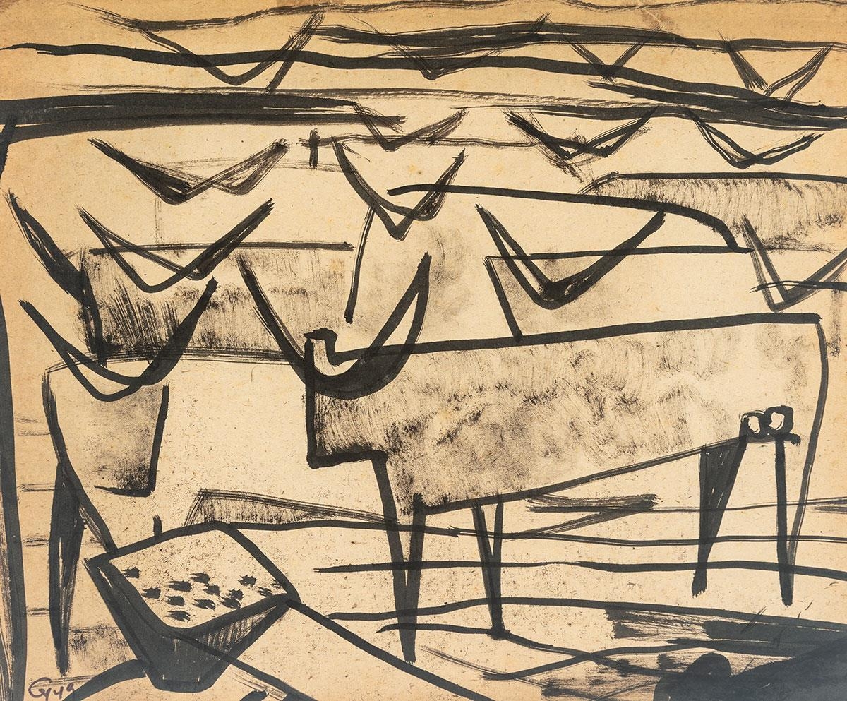 Tihamér Gyarmathy | Bivalyok (1949) | MutualArt
