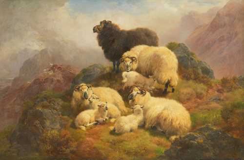 William Peter Watson | Sheep in a rocky landscape (1884) | MutualArt