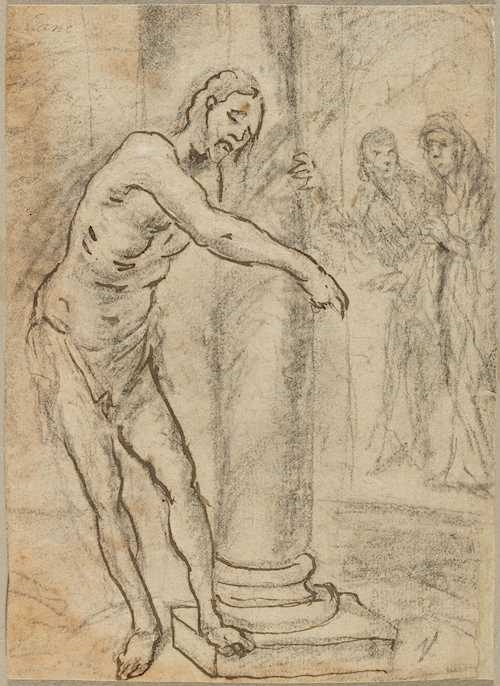 Alonso Cano | Christ at the column. Verso: study of an arm | MutualArt