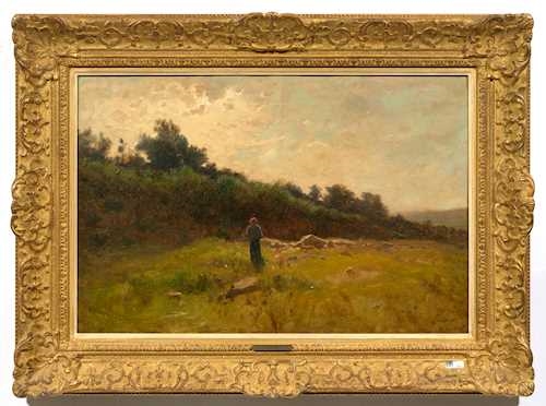 Gustave Castan | Landscape at Cerney-la-Ville at dusk | MutualArt