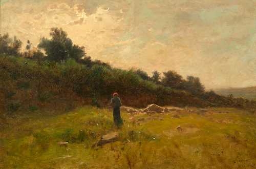 Gustave Castan | Landscape at Cerney-la-Ville at dusk | MutualArt